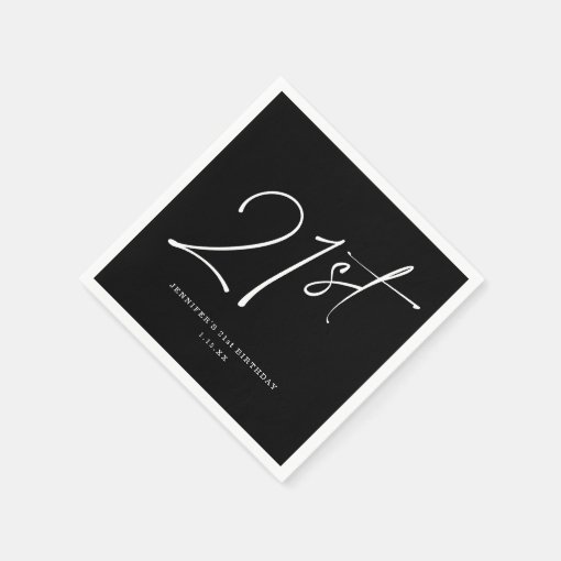 Modern Chic Script Twenty-One 21st Birthday Party Napkins | Zazzle