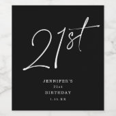 Modern Chic Script Twenty-One 21st Birthday Party Wine Label | Zazzle