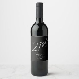 Modern Chic Script Twenty-One 21st Birthday Party Wine Label | Zazzle