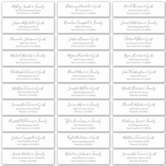 Modern Chic Script Wedding Guest Names Address Sticker | Zazzle.com