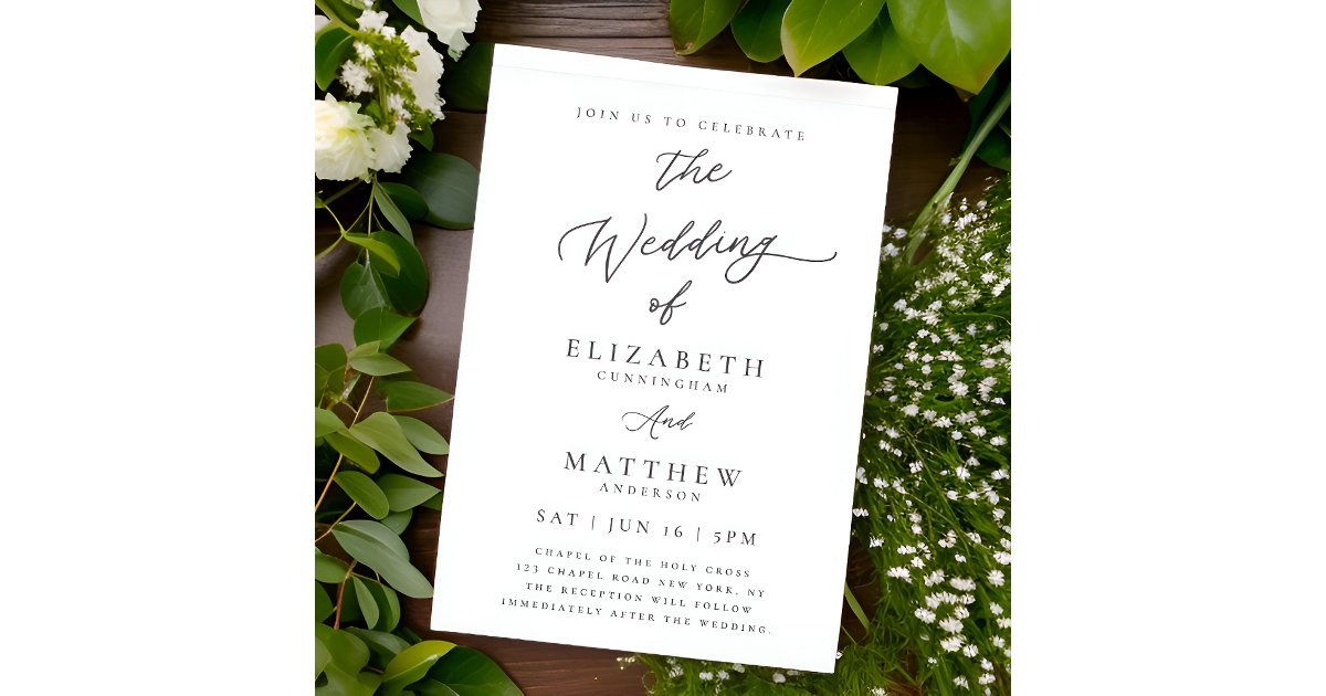 Modern Chic Simple Elegant Typography Wedding Invitation | Zazzle