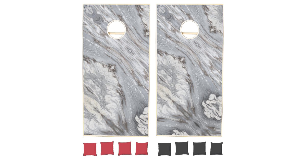 modern chic simple minimalist white grey marble cornhole set | Zazzle
