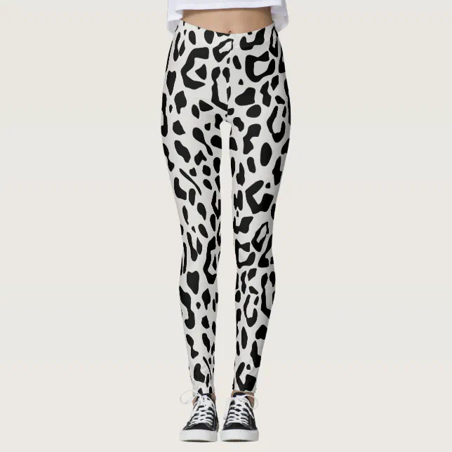 Modern Chic Snow Leopard Animal Print Pattern Leggings | Zazzle