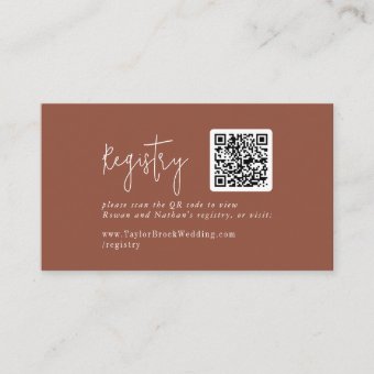 Modern Chic Terracotta Rust Gift Registry Enclosure Card | Zazzle