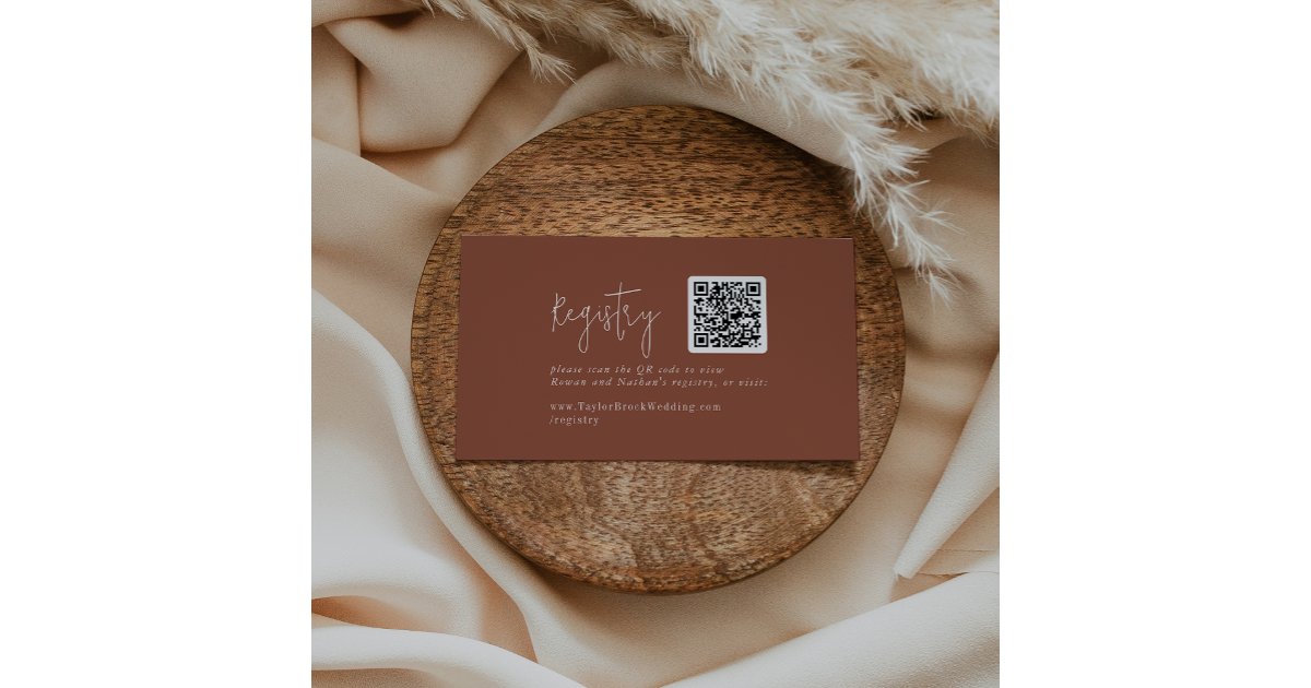 Modern Chic Terracotta Rust Gift Registry Enclosure Card | Zazzle