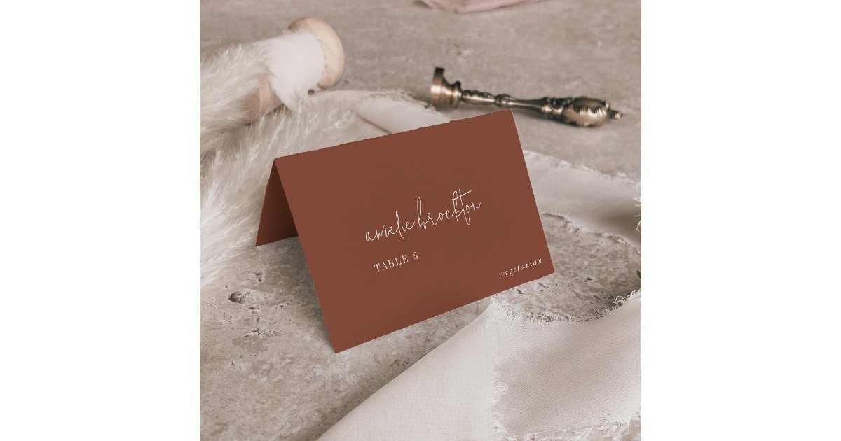 Modern Chic Terracotta Rust Menu Place Cards | Zazzle