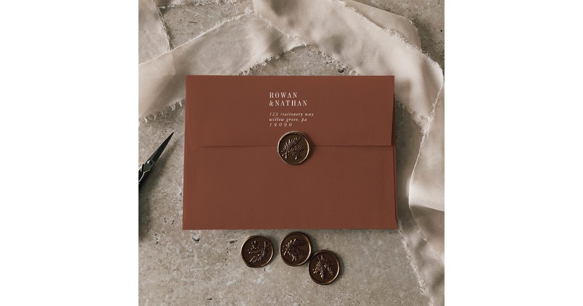 Modern Chic Terracotta Rust Wedding Envelopes | Zazzle