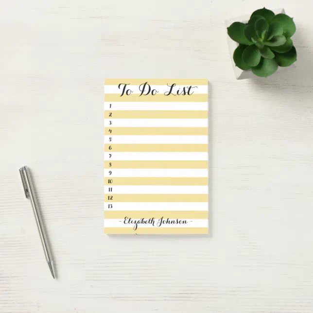 Modern Chic Trendy Elegant Gold Striped To Do List Post-it Notes | Zazzle
