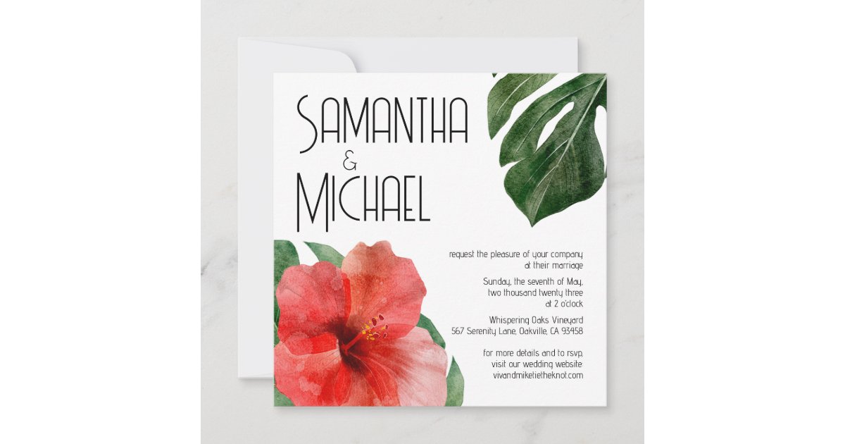 Modern Chic Tropical Floral Wedding Invitation | Zazzle