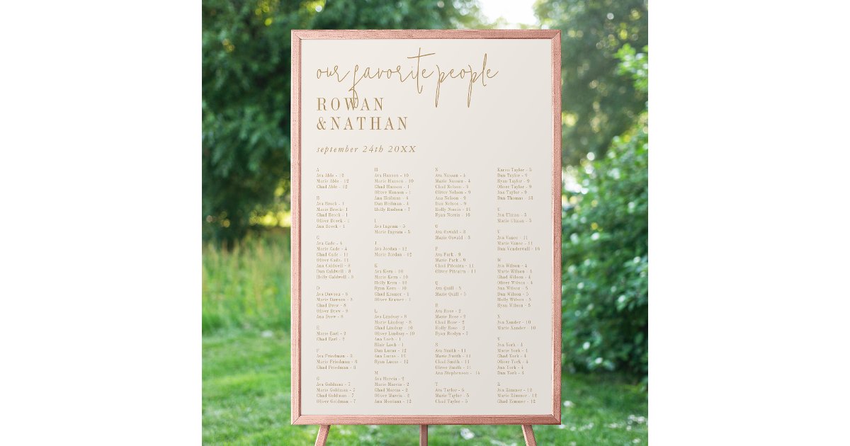 Modern Chic Vintage Gold Printable Seating Chart | Zazzle