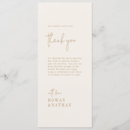 Modern Chic Vintage Gold Thank You Table Cards | Zazzle