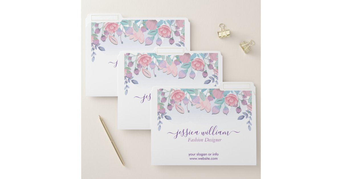 Modern Chic Watercolor Blue Hydrangeas Floral File Folder | Zazzle