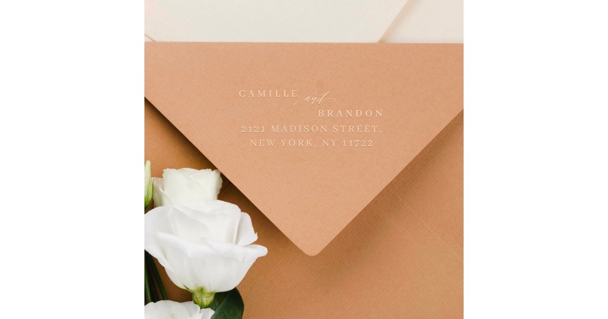 Modern Chic Wedding Return Address Script Embosser | Zazzle