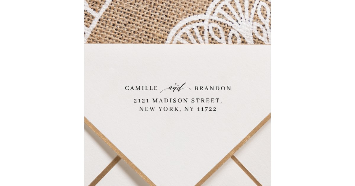 Modern Chic Wedding Return Address Script Self-inking Stamp | Zazzle