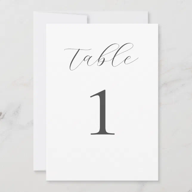 Modern Chic Wedding Table Number Flat Card | Zazzle