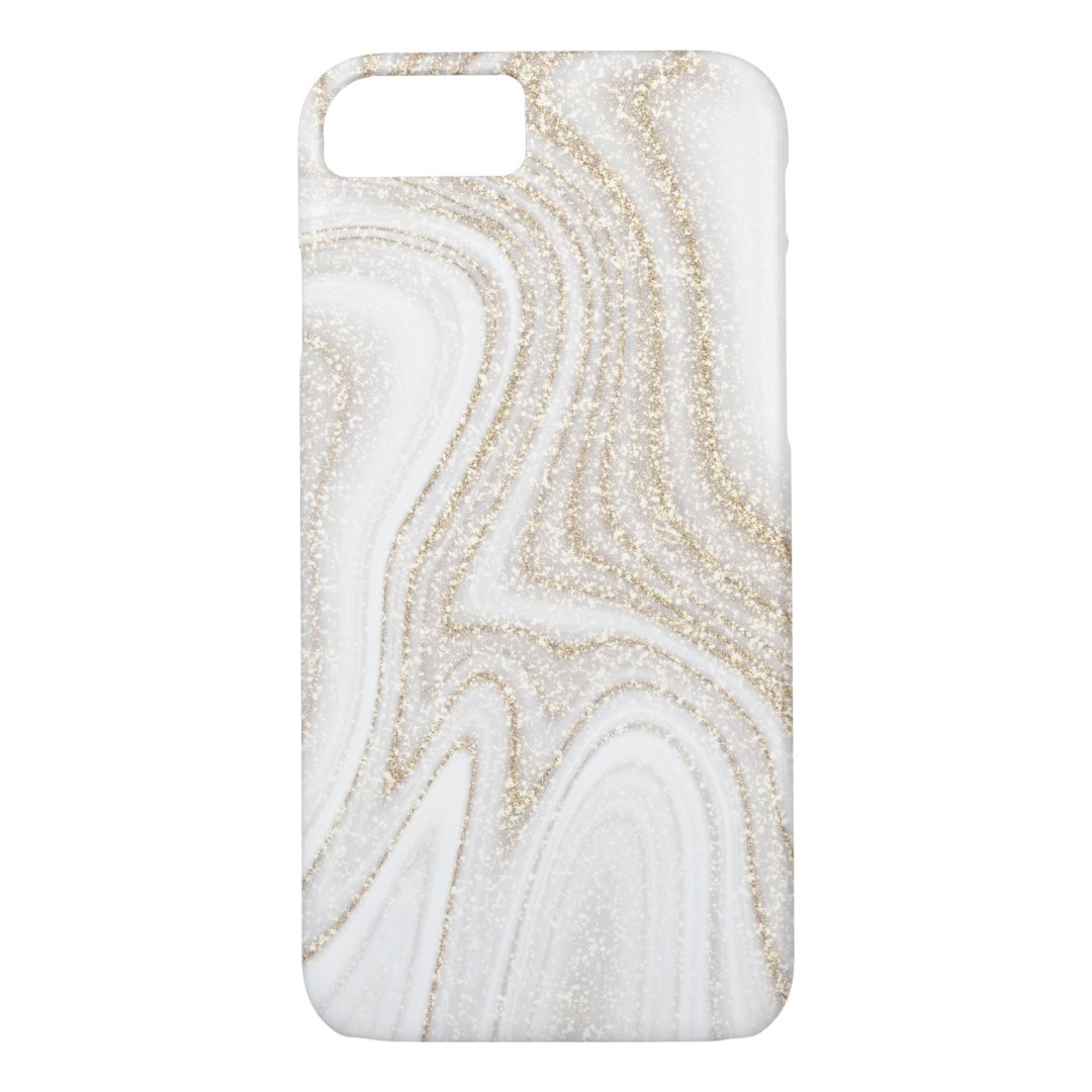 Modern chic white marble gold glitter Case-Mate iPhone case | Zazzle