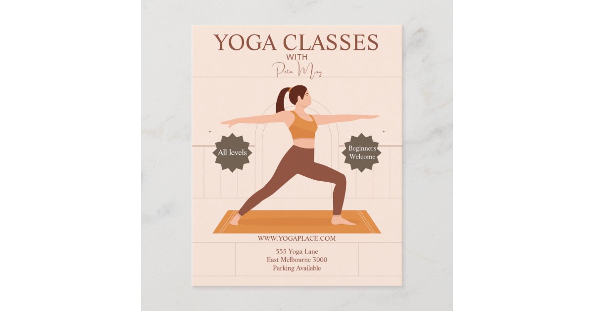 Modern Chic Yoga Instructor Studio Classes Flyer | Zazzle