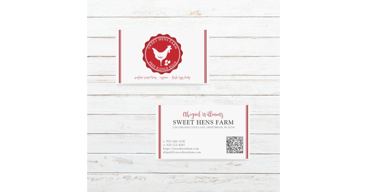 Modern Chicken Eggs Farm QR Code Business Card | Zazzle