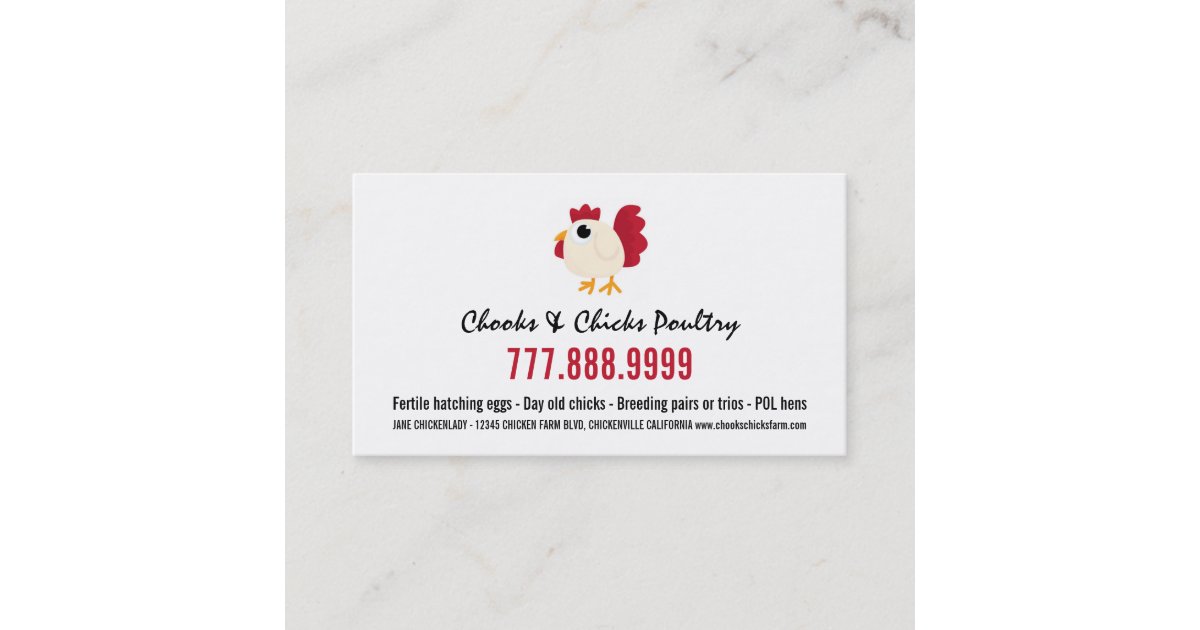 Modern Chicken Farmer Cartoon Hen Business Card | Zazzle