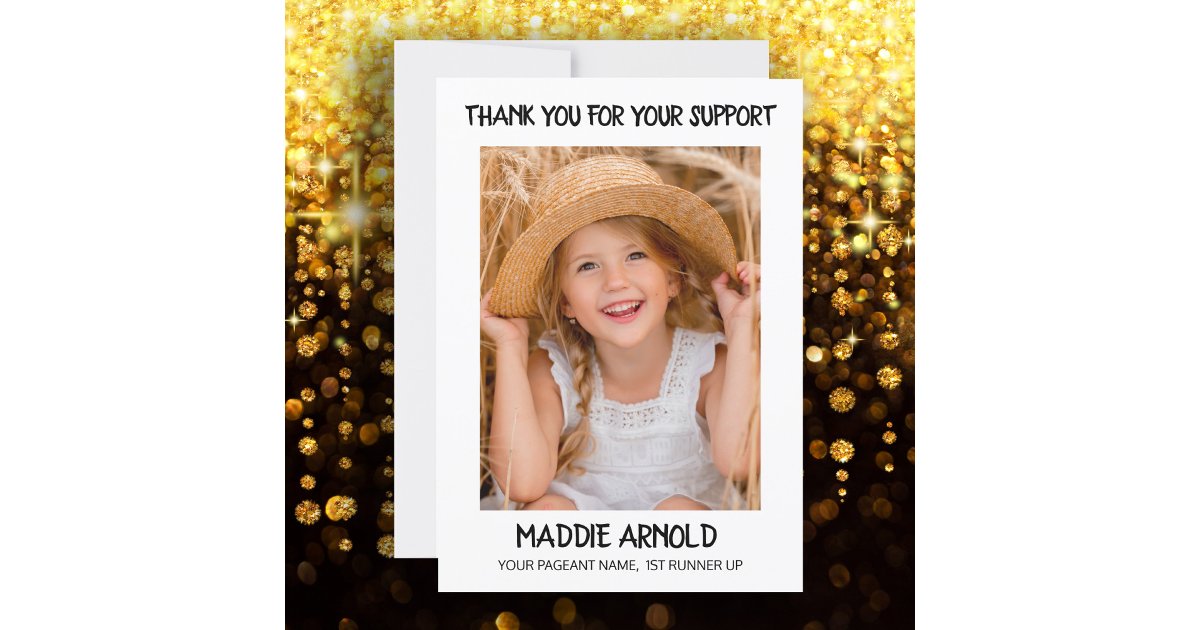Modern Child's Pageant Thank You Photo White | Zazzle