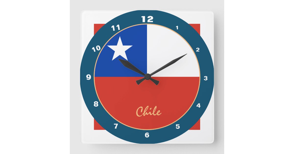 Modern Chile, trendy Chilean Flag Home / design Square Wall Clock | Zazzle
