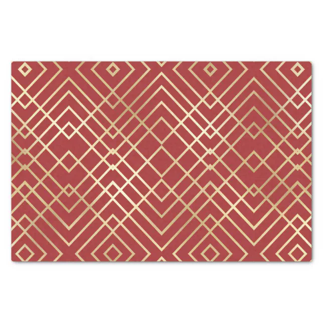 Modern Chinese Red Art Deco Geometric Pattern Tissue Paper | Zazzle