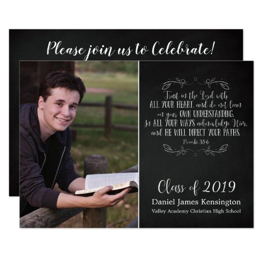 Modern Christian Bible Verse Graduation Photo Invitation | Zazzle.com