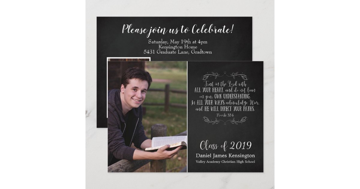 Modern Christian Bible Verse Graduation Photo Invitation | Zazzle.com
