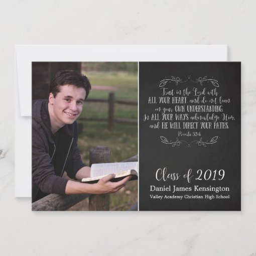 Modern Christian Bible Verse Graduation Photo Invitation | Zazzle