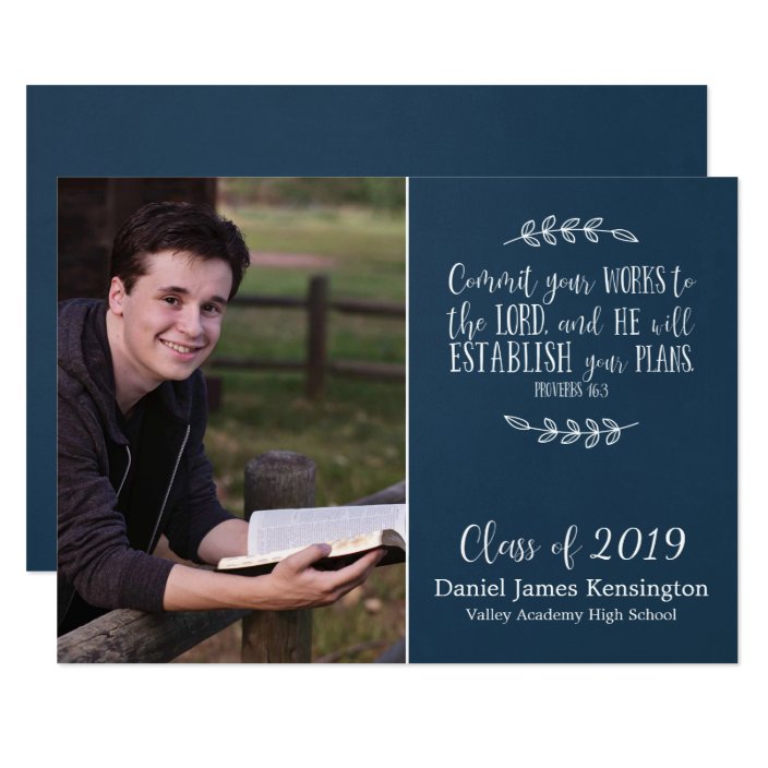 Modern Christian Bible Verse Graduation Photo Invitation | Zazzle.com
