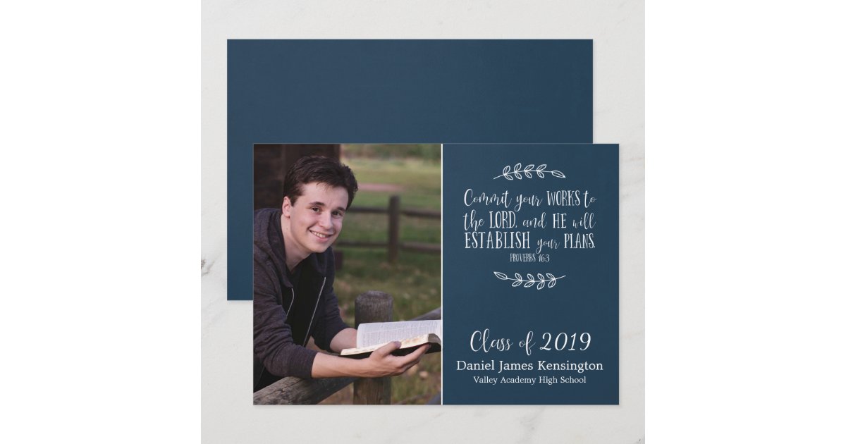 Modern Christian Bible Verse Graduation Photo Invitation | Zazzle