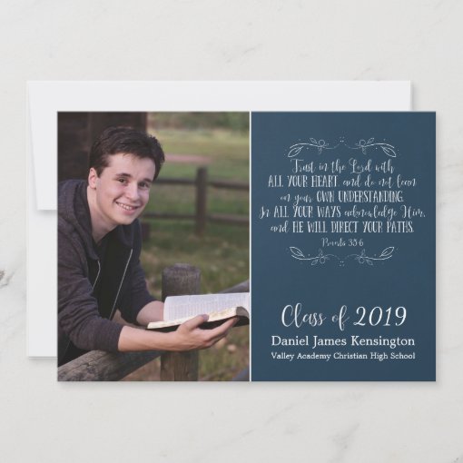 Modern Christian Bible Verse Graduation Photo Invitation | Zazzle