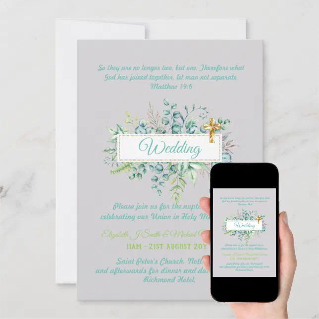 Modern Christian Catholic Wedding Invitation | Zazzle