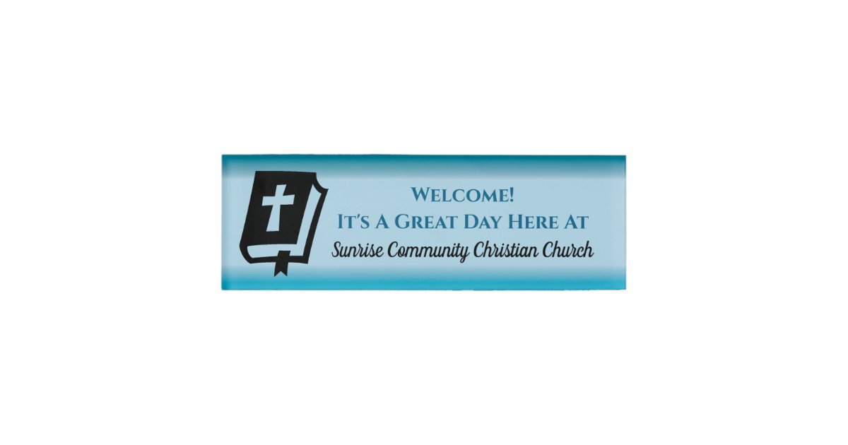 Modern Christian Church Greeter Usher Gradient Name Tag | Zazzle
