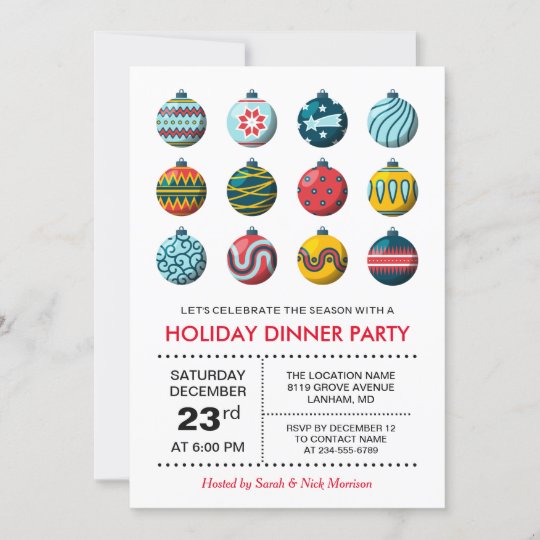 Modern Christmas Balls Celebration Holiday Party Invitation | Zazzle.com