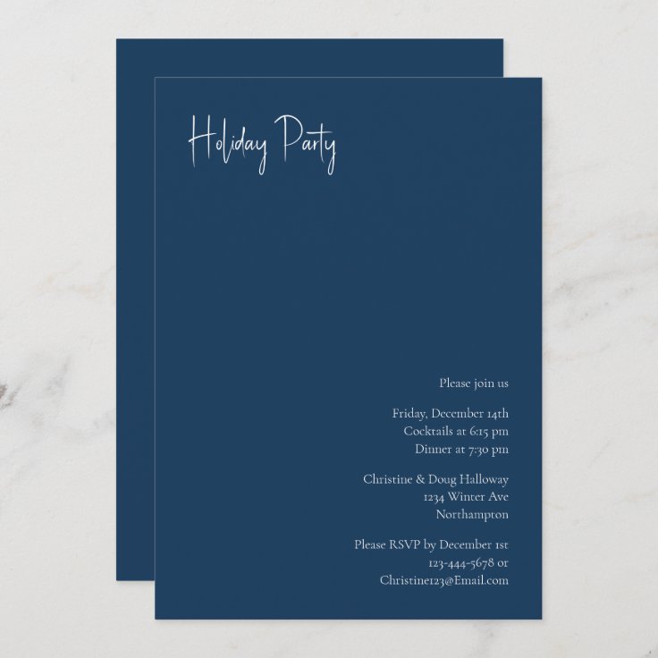 Modern Christmas | Blue Holiday Party Invitation | Zazzle