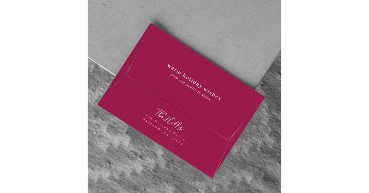 Modern Christmas | Burgundy Maroon Ruby Red Envelope | Zazzle