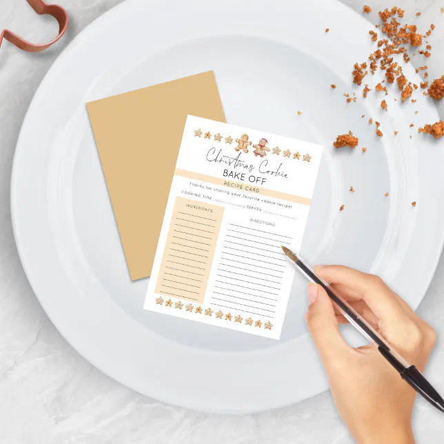 Modern Christmas Cookie Bake Off Party Recipe Card | Zazzle