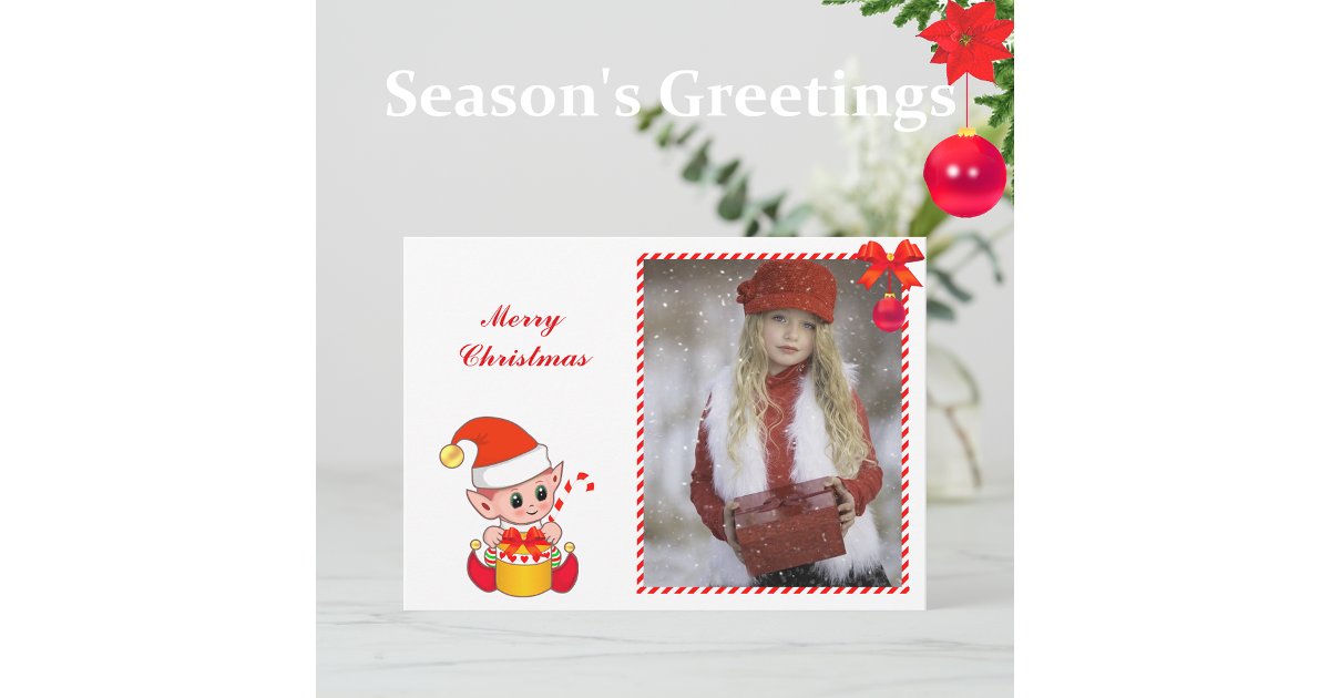Modern Christmas Elf & Custom Photo | Zazzle