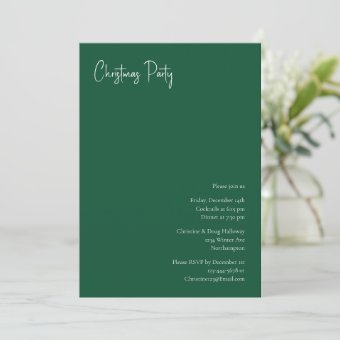 Modern Christmas | Green Party Invitation | Zazzle