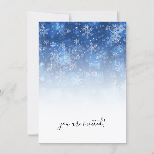Modern Christmas Holiday Party Blue & White Invitation | Zazzle