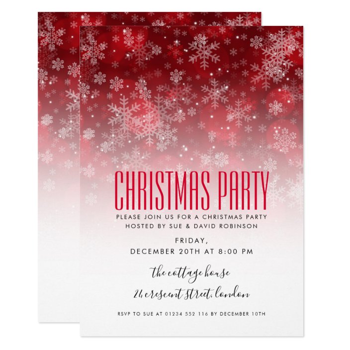 Modern Christmas Holiday Party Red & White Invitation | Zazzle.com