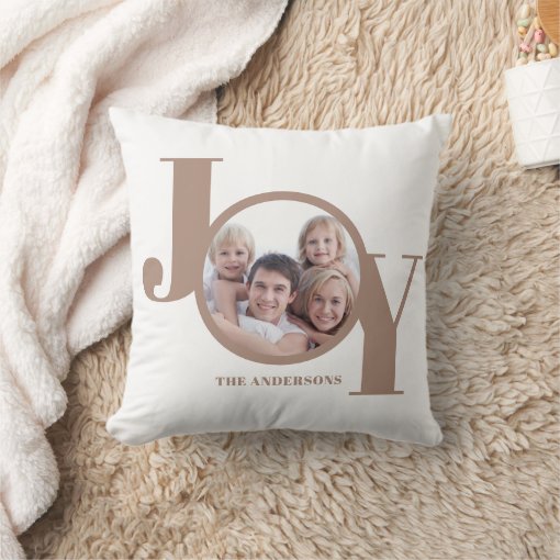 Modern Christmas Holiday Personalized Photo Throw Pillow | Zazzle