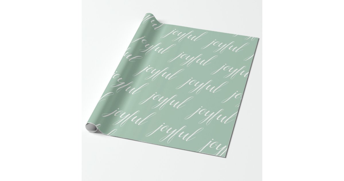 Modern Christmas joyful light green Wrapping Paper | Zazzle