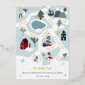 Modern Christmas map story telling illustrations Foil Holiday Card | Zazzle