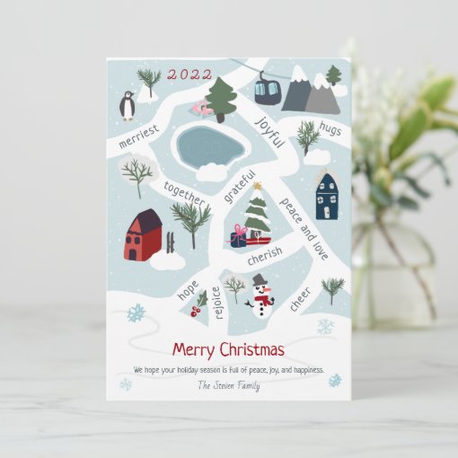 Modern Christmas map story telling illustrations Holiday Card | Zazzle