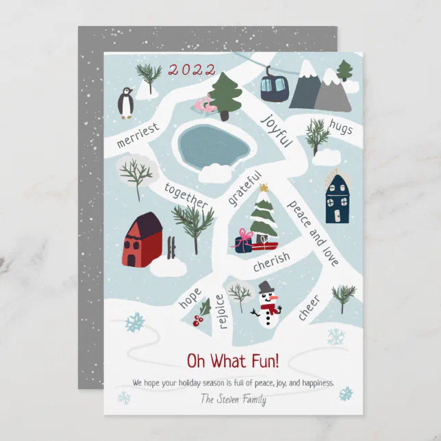 Modern Christmas map story telling illustrations Holiday Card | Zazzle