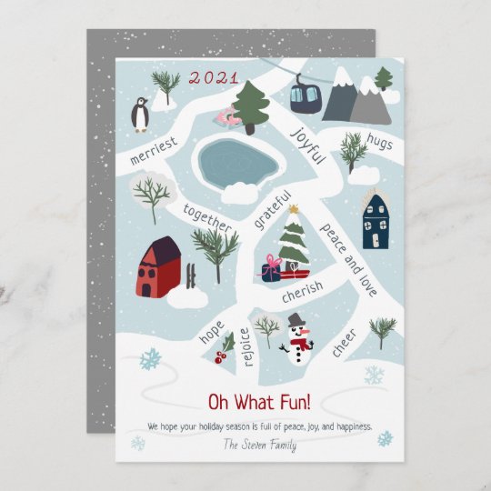 Modern Christmas map story telling illustrations Holiday Card | Zazzle.com
