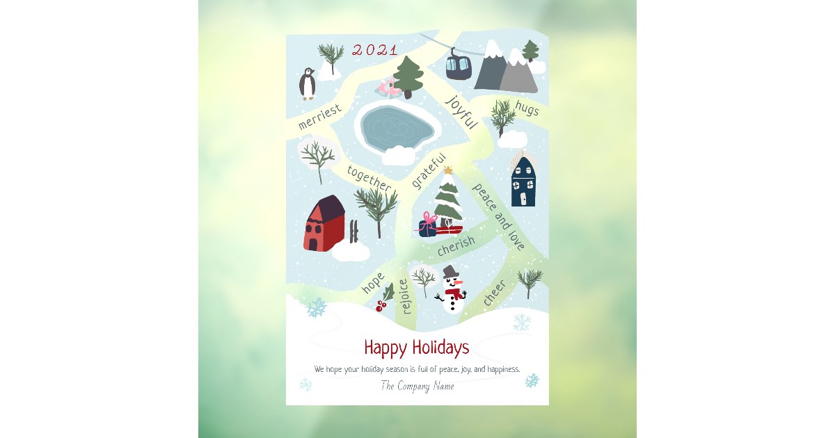 Modern Christmas map story telling illustrations Window Cling | Zazzle