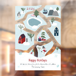 Modern Christmas map story telling illustrations Window Cling | Zazzle